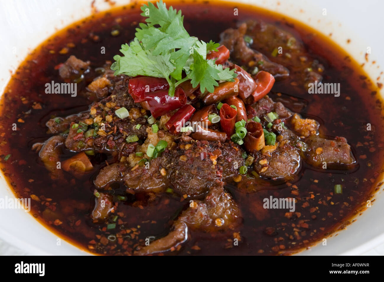 A traditional Sichuan dish made with beef, dried red chilli, Sichuan ...
