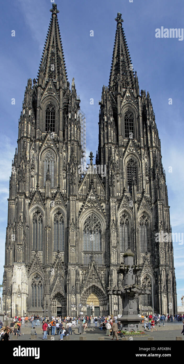 The famous Cologne Dom with the impressive double spires seen from the ...