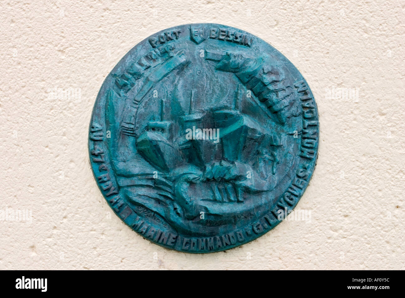 Memorial plaque commemorating 47th Royal Marine Commando for liberating ...