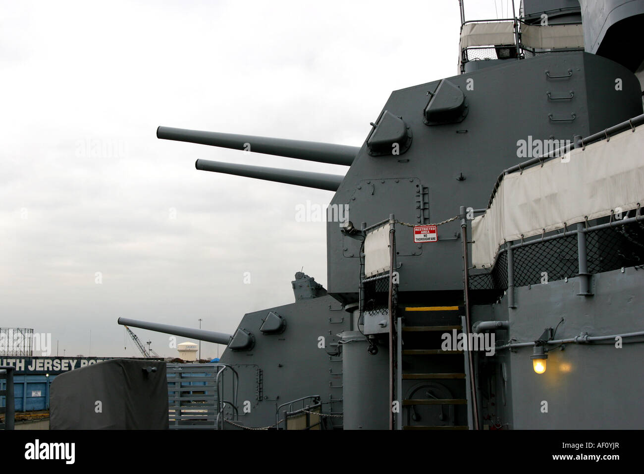 USS New Jersey Museum, Cannon towers Stock Photo - Alamy