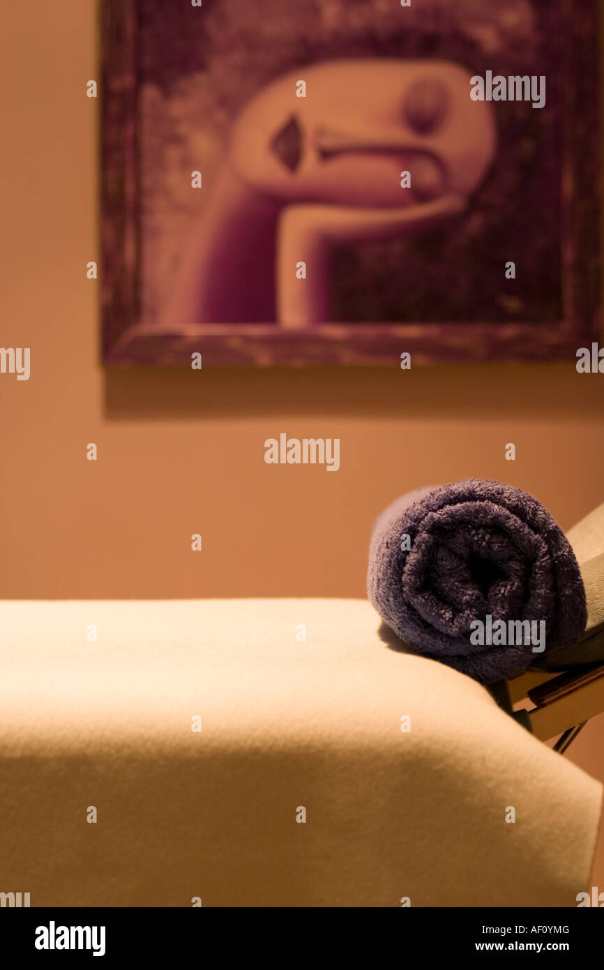 massage table and pillow ready prepared in a massage studio Stock Photo ...