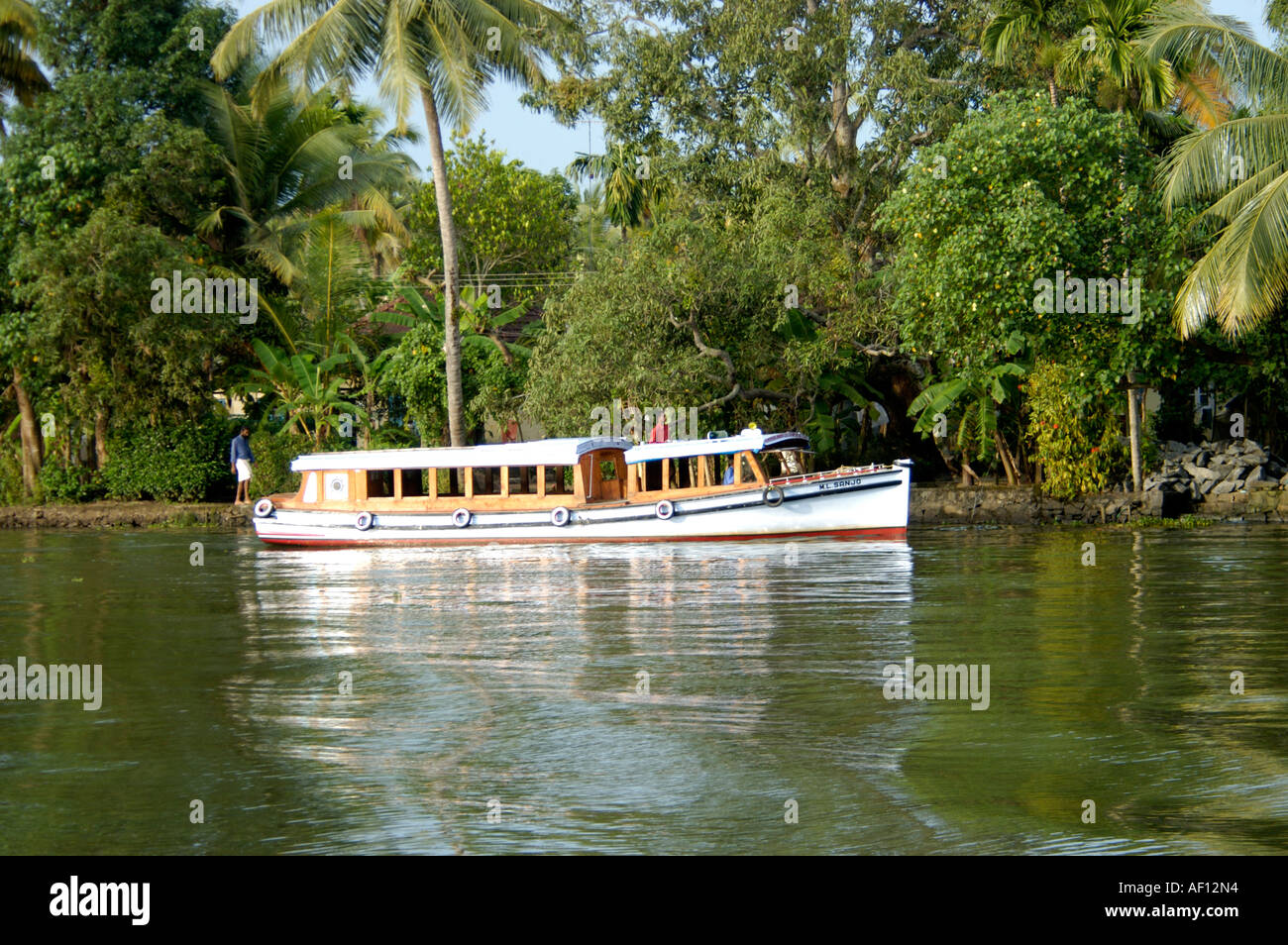 MOTOR BOAT IN KUTTANAD CANAL Stock Photo - Alamy