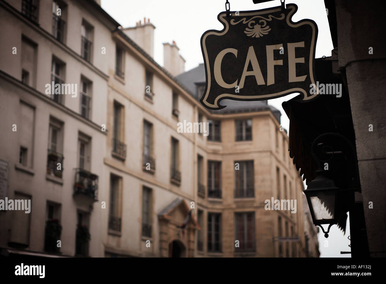 Cafe Sign with Buildings in Background The Marais, 3rd and 4th ...