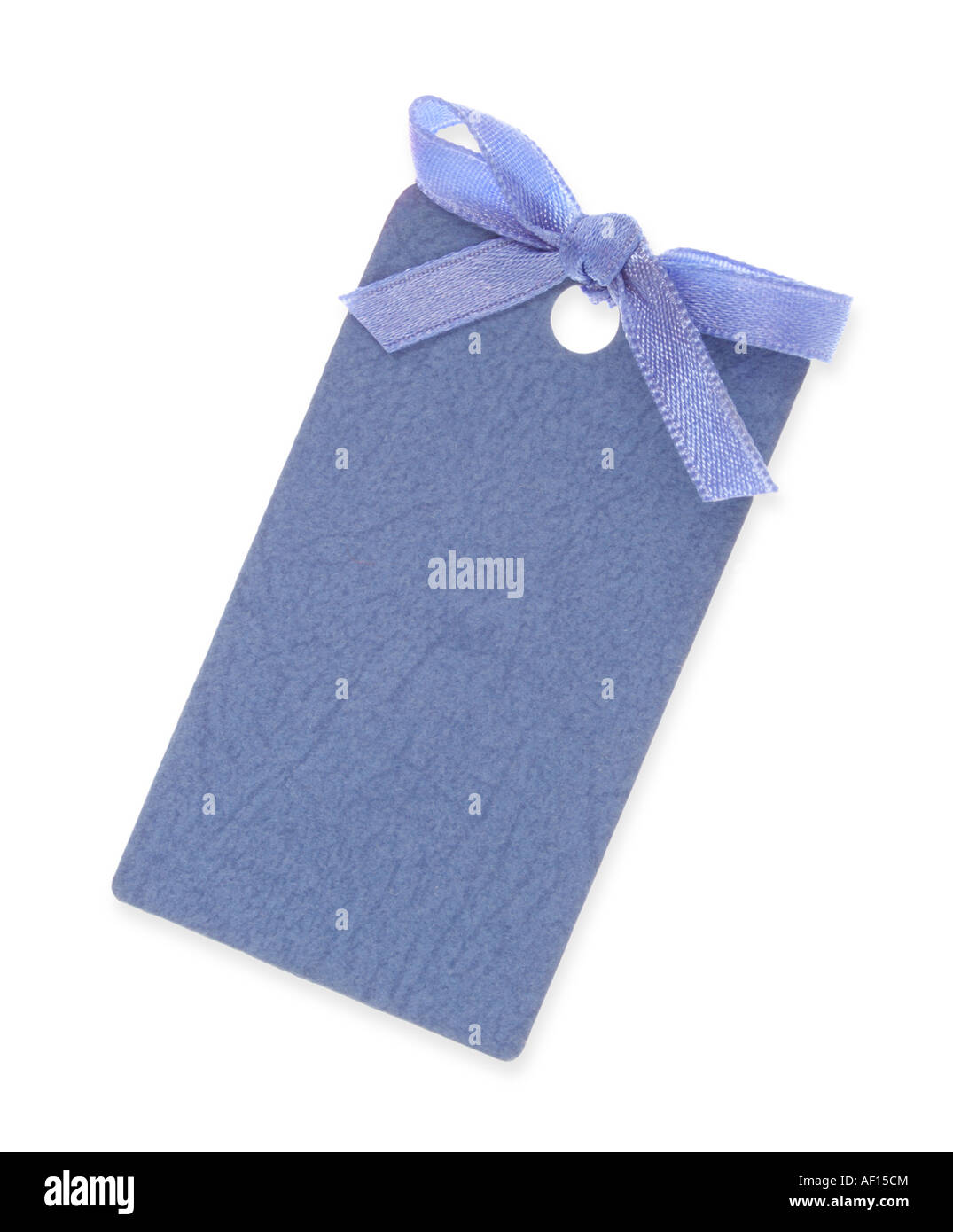 A blue blank gift tag tied with blue ribbon Stock Photo - Alamy