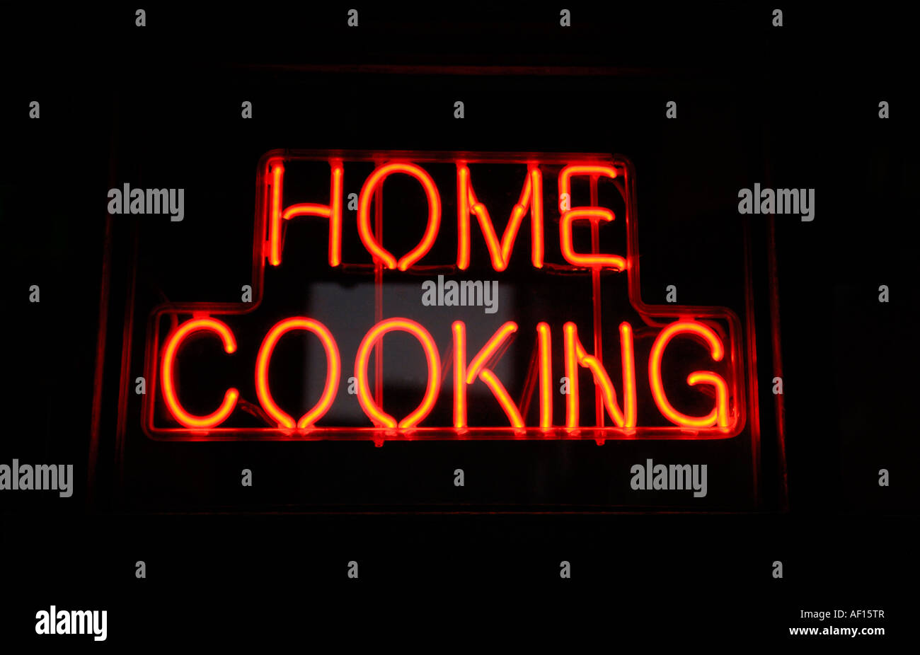 A neon sign in the window of an American restaurant Stock Photo - Alamy