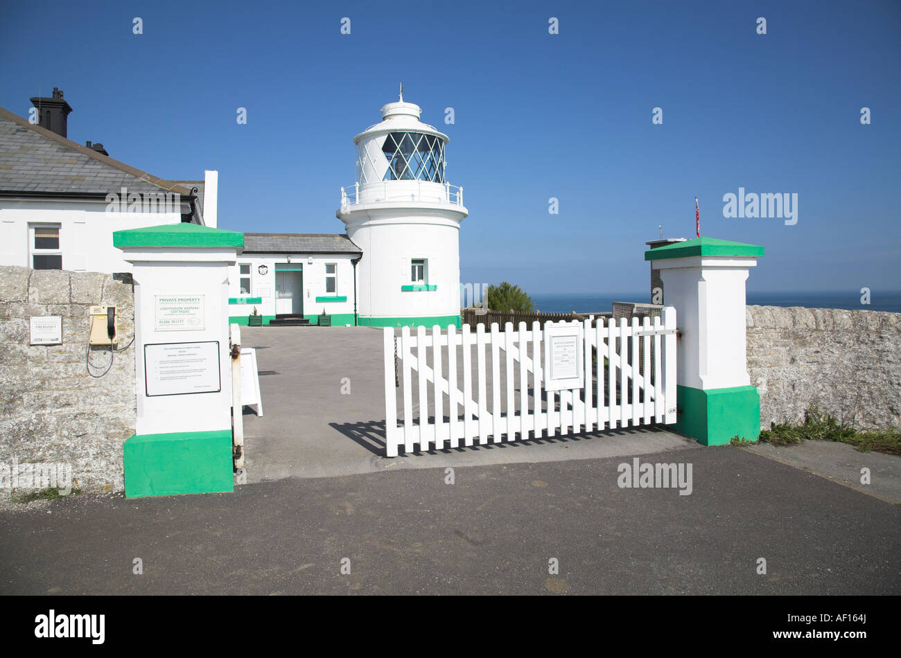 Entrance to Anvil Point lighthouse situated on Durlston Head, Isle of ...