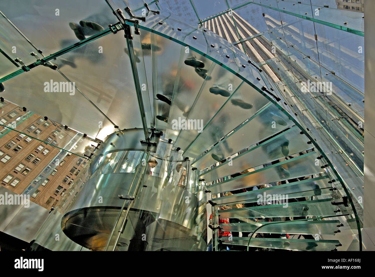Glass staircase in Apple Store on Fifth Avenue, New York Stock Photo ...
