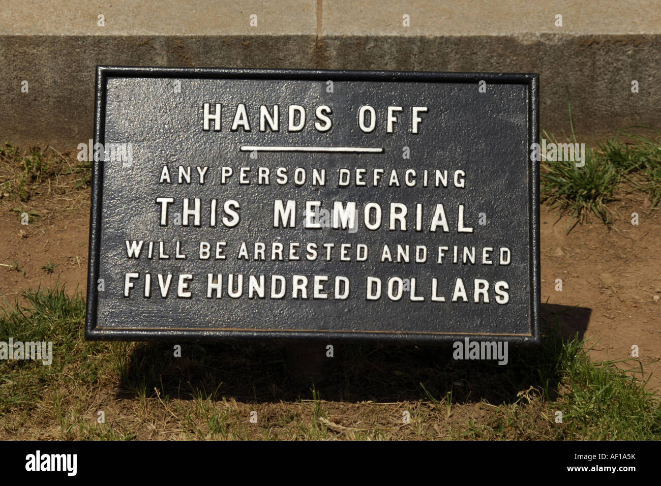 Sign warning Hands Off the Virginia Memorial at Seminary Ridge ...