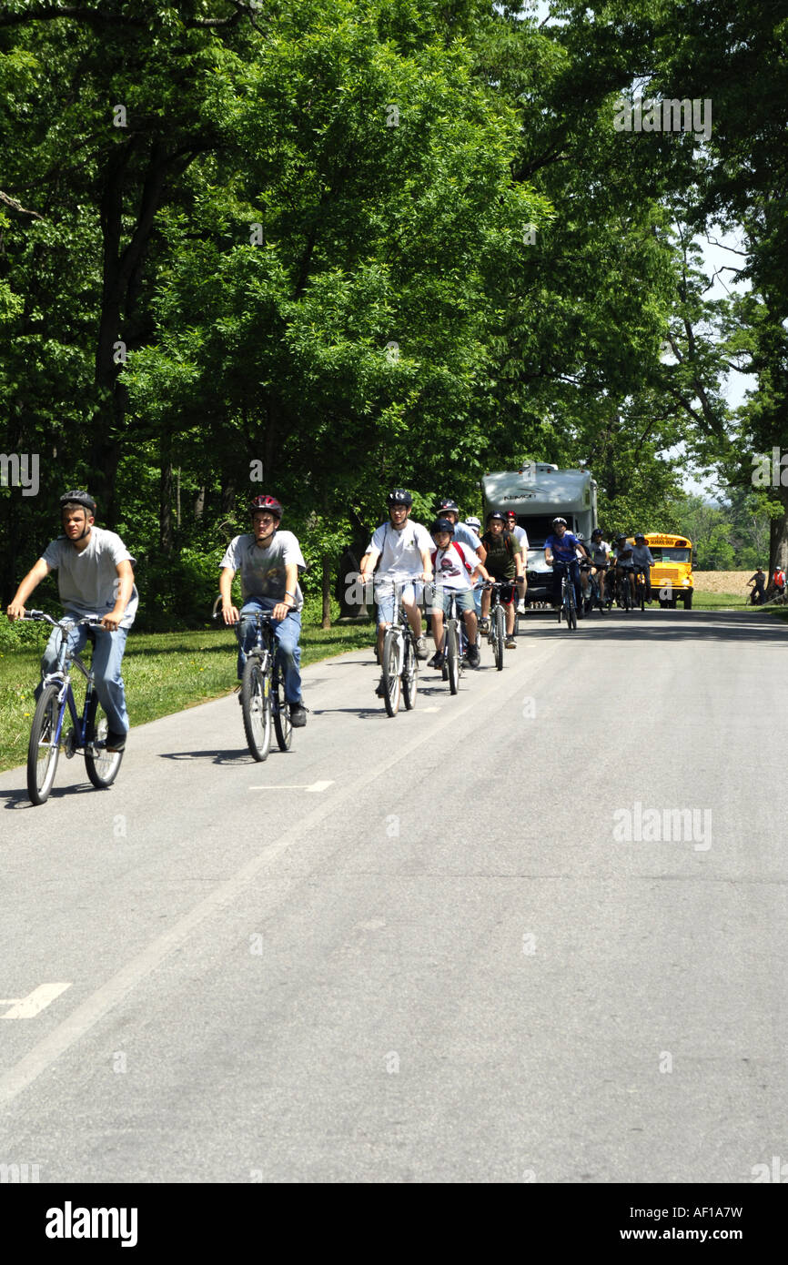Bicycle tour of the Gettysburg Battlefield Pennsylvania PA Stock Photo ...