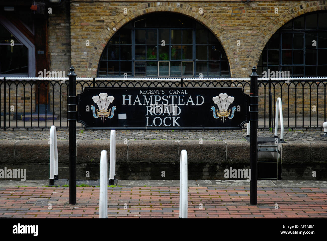 Hampstead Road Lock sign on Regent's Canal at Camden Lock London ...