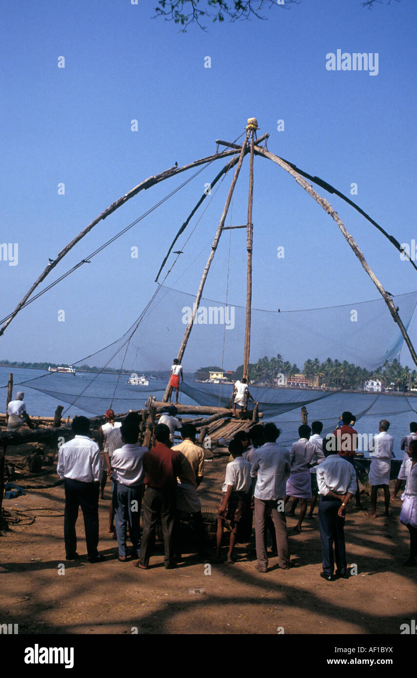 Fishermen Boats and Nets Kochin Fishing Village Kerala South India ...