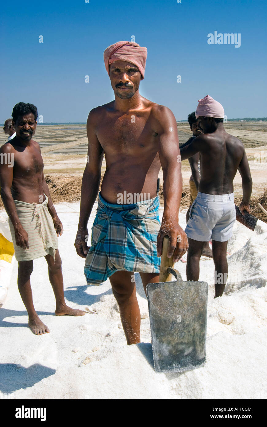 The work in the Marakanam Salt Pans Stock Photo - Alamy