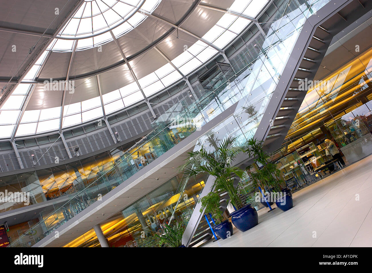 INTERIOR STAIRCASE INTO THE FORUM LIBRARY, NORWICH, ENGLAND, UK Stock ...