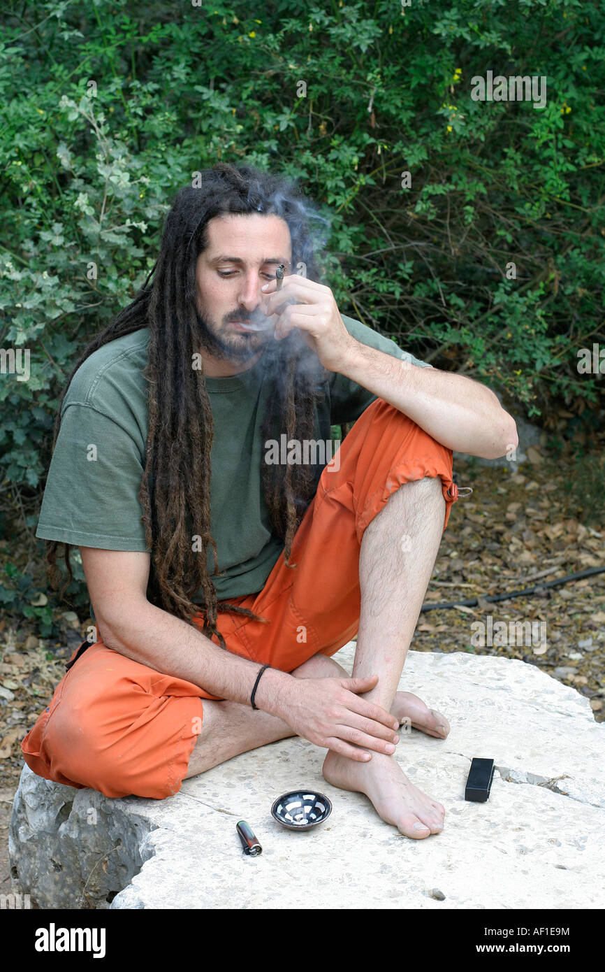 Hippie Smoking A Joint