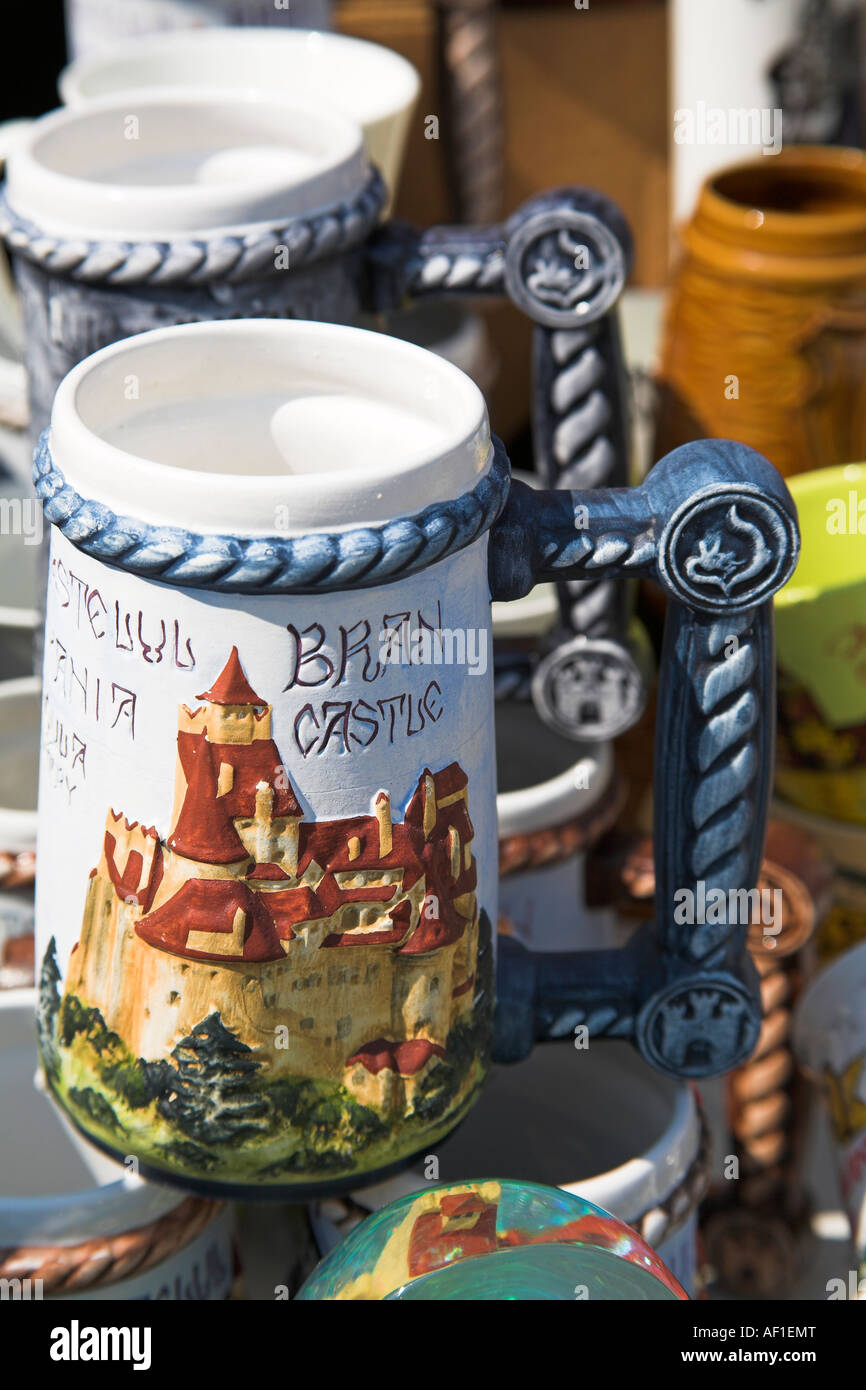 Bran Castle pottery coffee mug for sale outside gift shop, Bran Castle ...