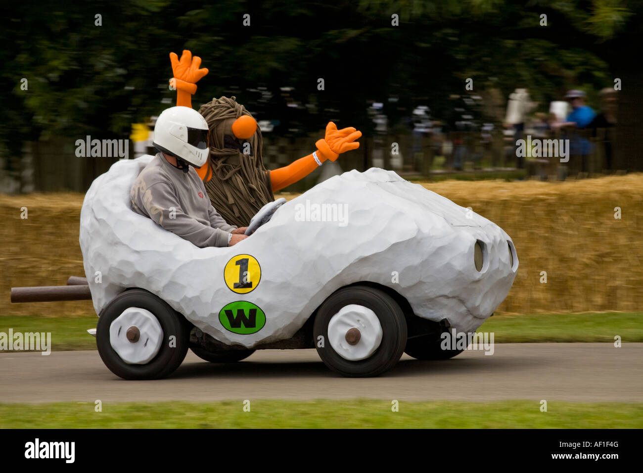The Boulder Mobile with The Slag Brothers from Wacky Racers at Goodwood ...