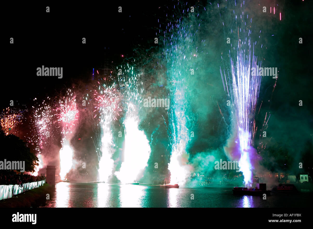 fireworks by the river Stock Photo - Alamy