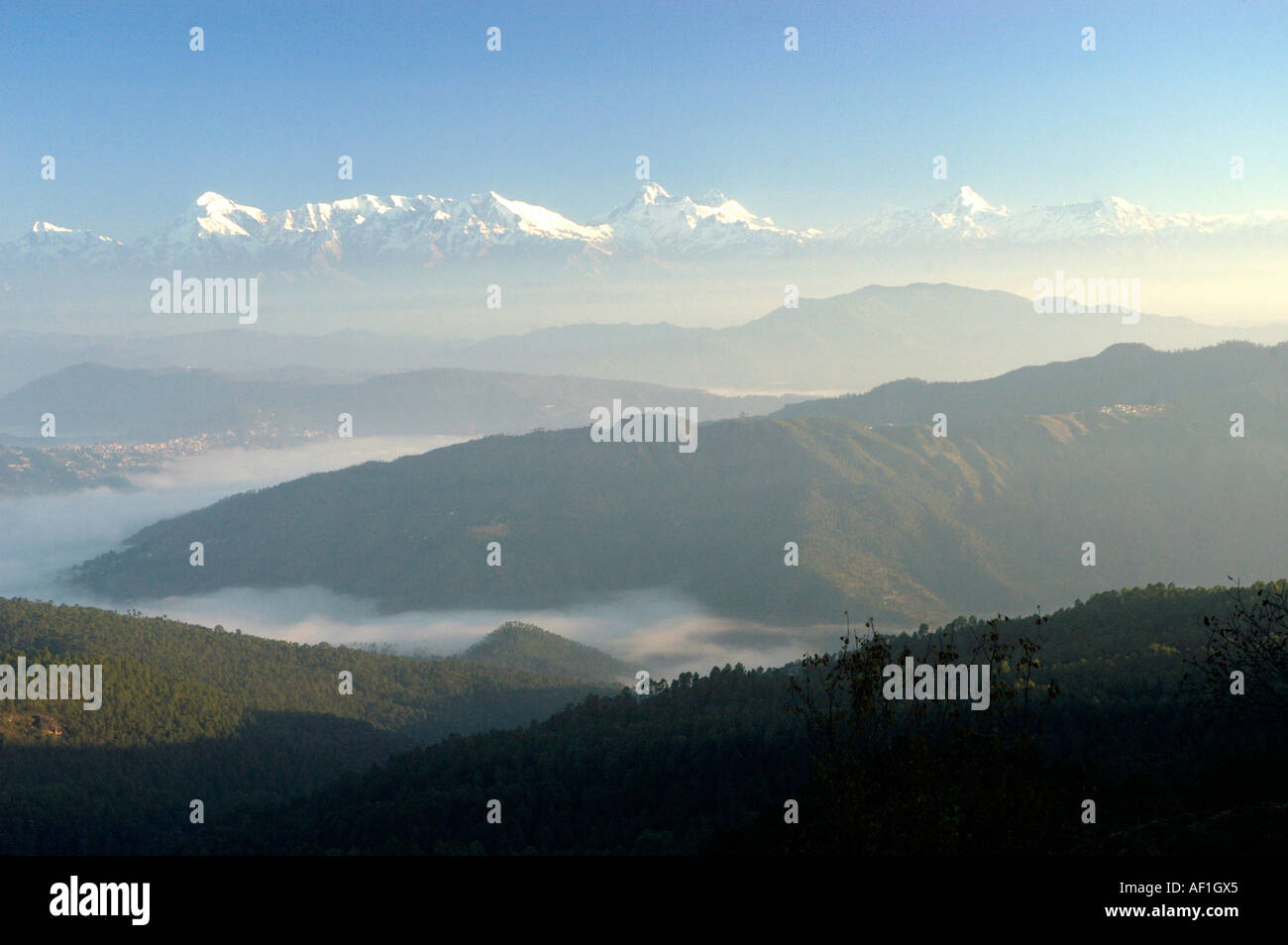 A VIEW OF HIMALAYAS FROM MUKTESHWAR IN KUMAON HILLS Stock Photo - Alamy