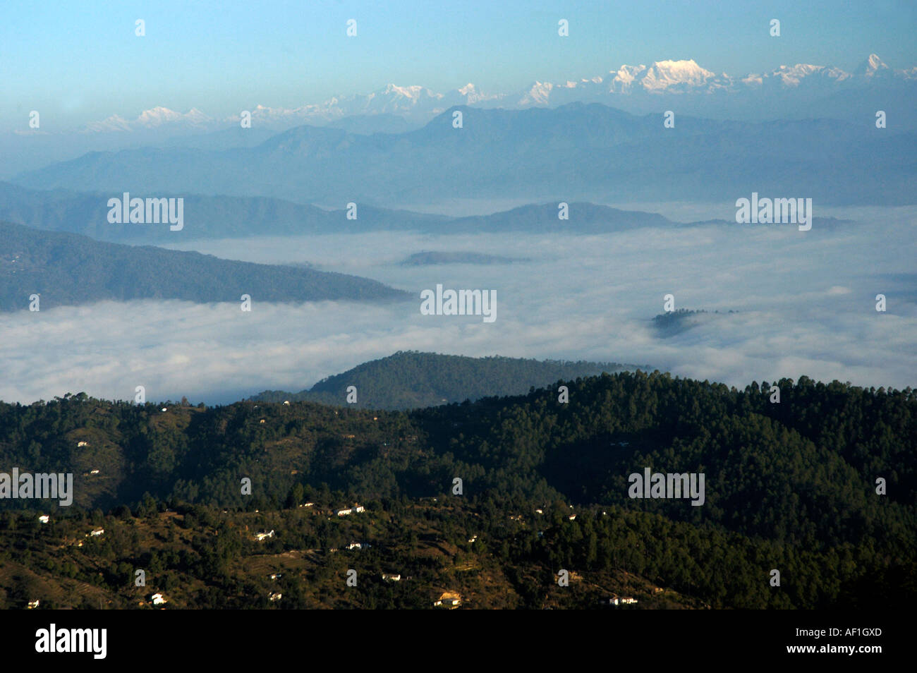 A VIEW OF HIMALAYAS FROM MUKTESHWAR IN KUMAON HILLS Stock Photo - Alamy
