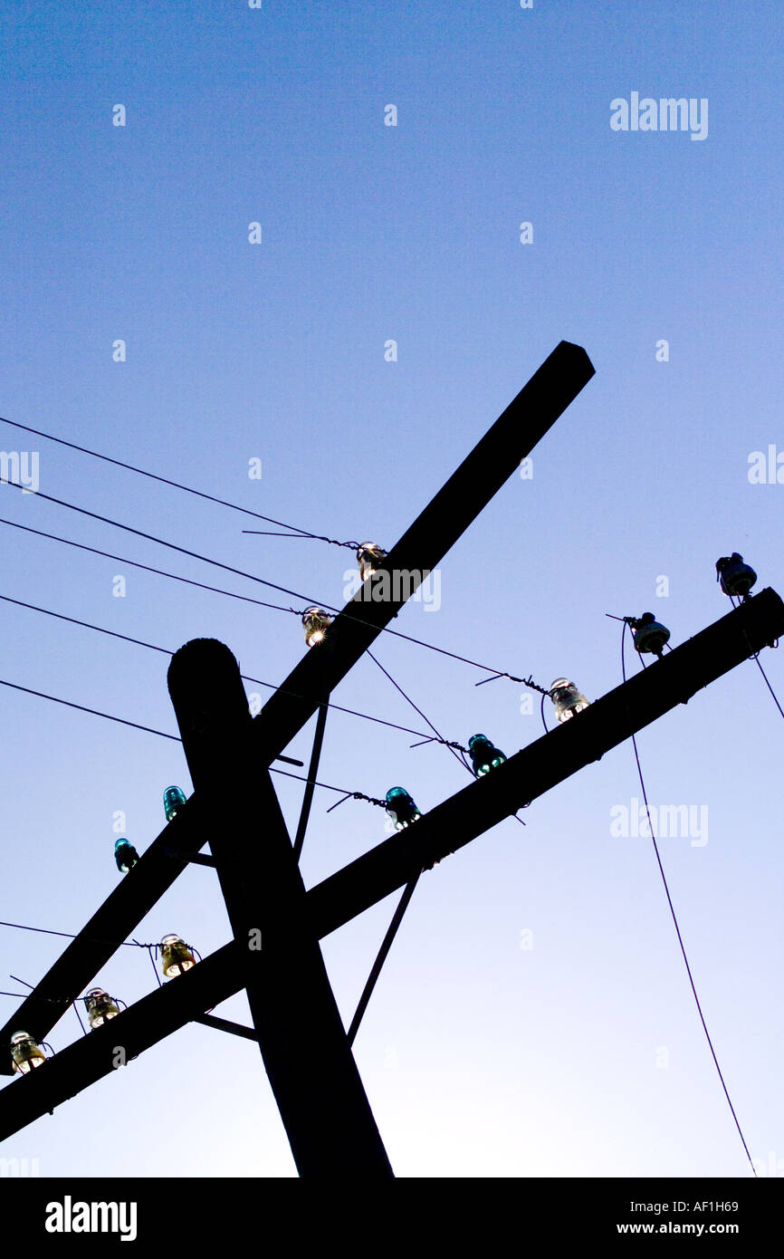 vintage telephone lines broken connection Stock Photo - Alamy