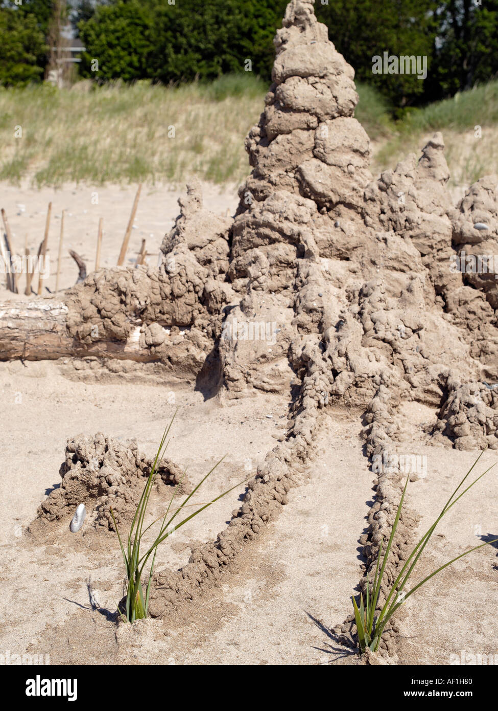 A creative dribble sand castle on the beach in Grand Bend ON Canada ...