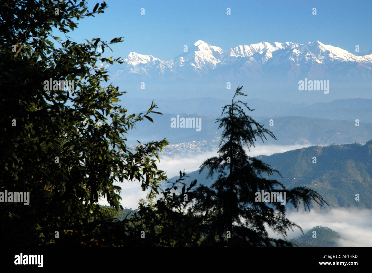 A VIEW OF HIMALAYAS FROM MUKTESHWAR IN KUMAON HILLS Stock Photo - Alamy