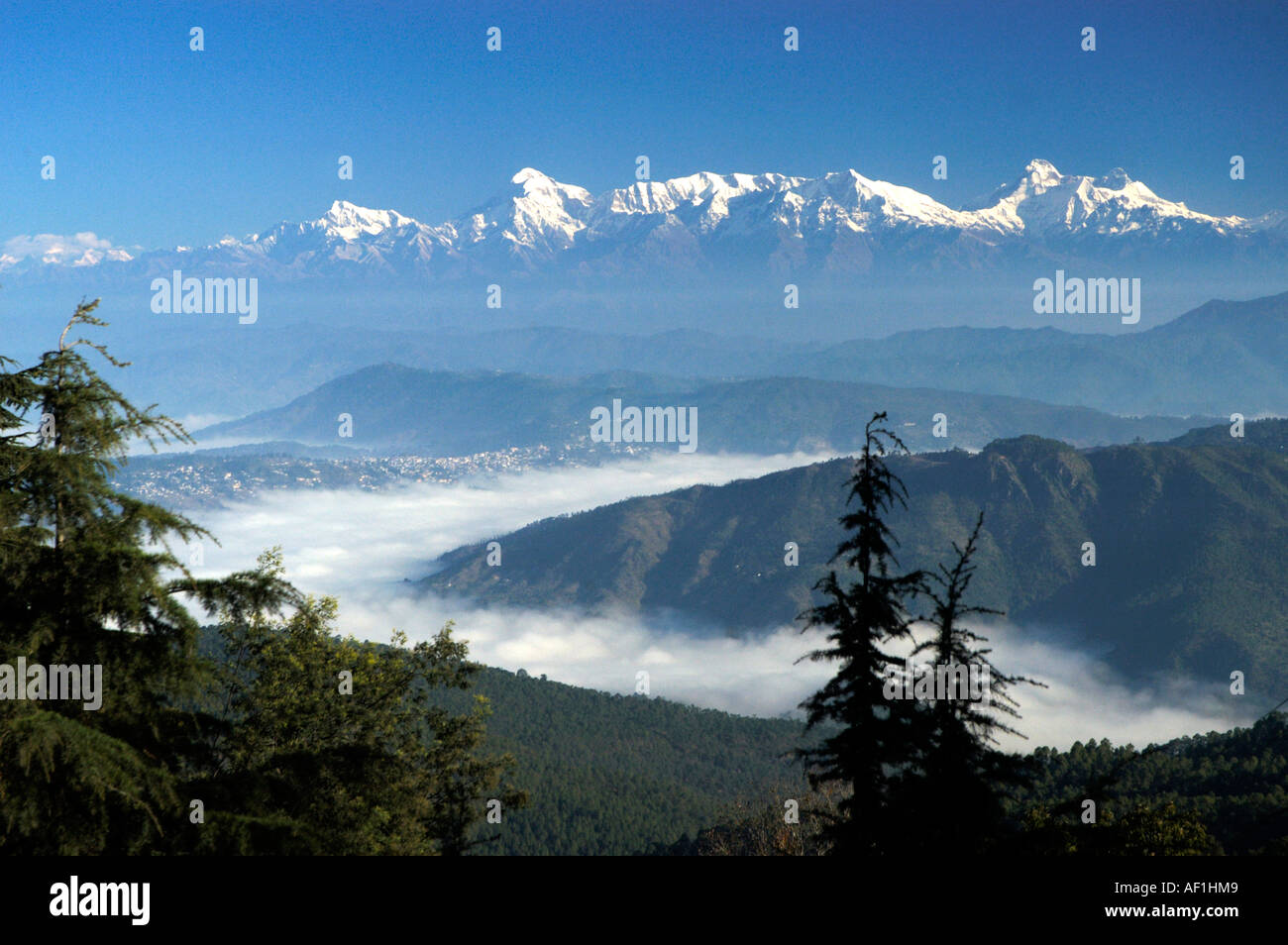 A VIEW OF HIMALAYAS FROM MUKTESHWAR IN KUMAON HILLS Stock Photo - Alamy