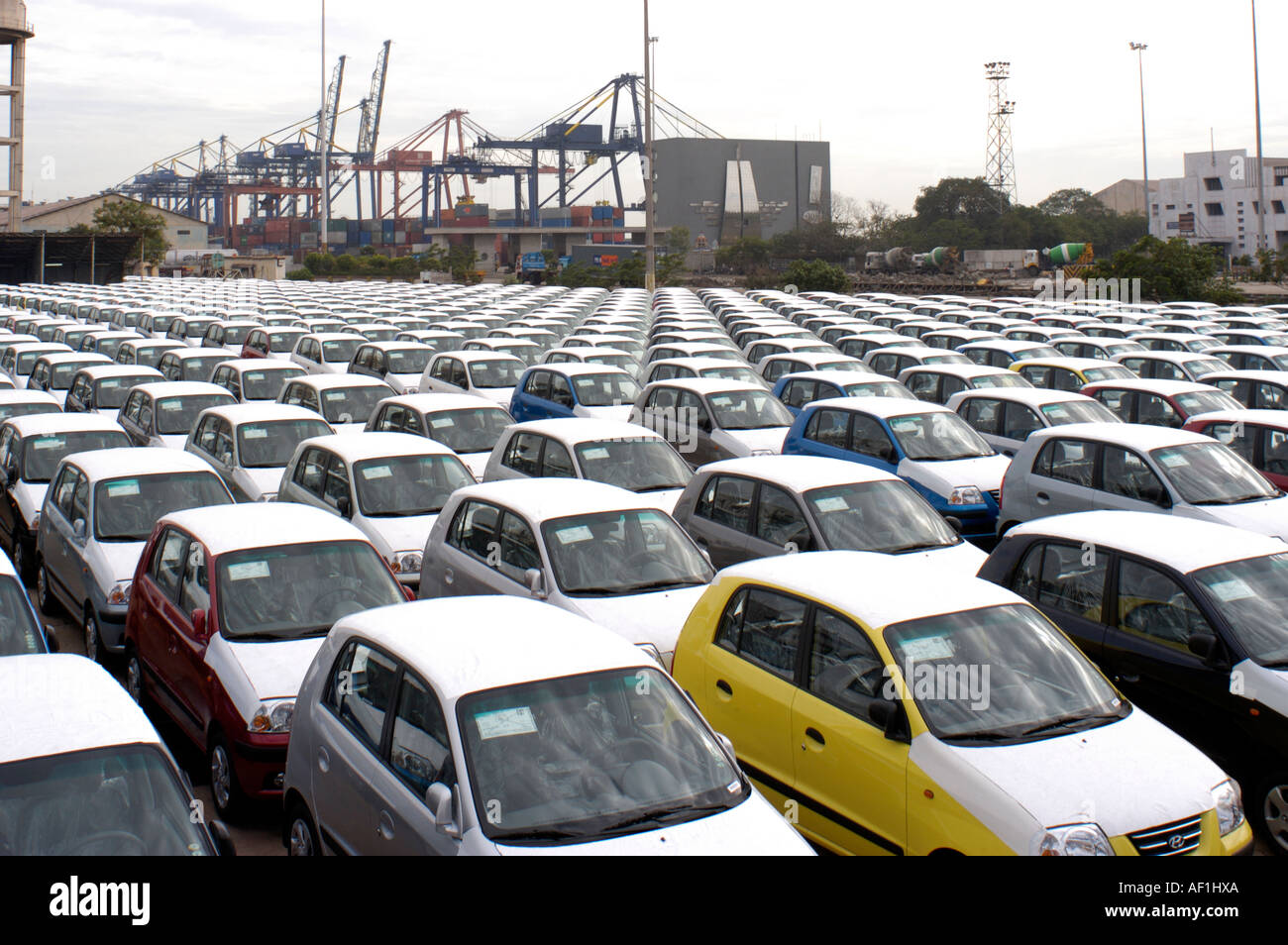 HYUNDAI CARS READY FOR EXPORT AT CHENNAI PORT Stock Photo - Alamy