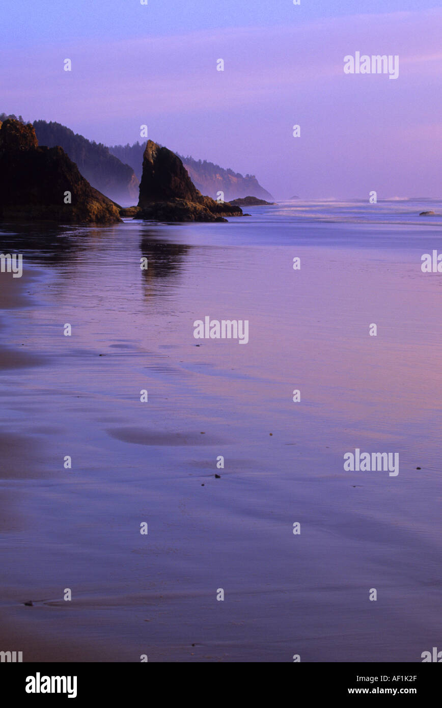 Sunset at Hug Point State Recreation area on the Oregon Coast USA Stock ...