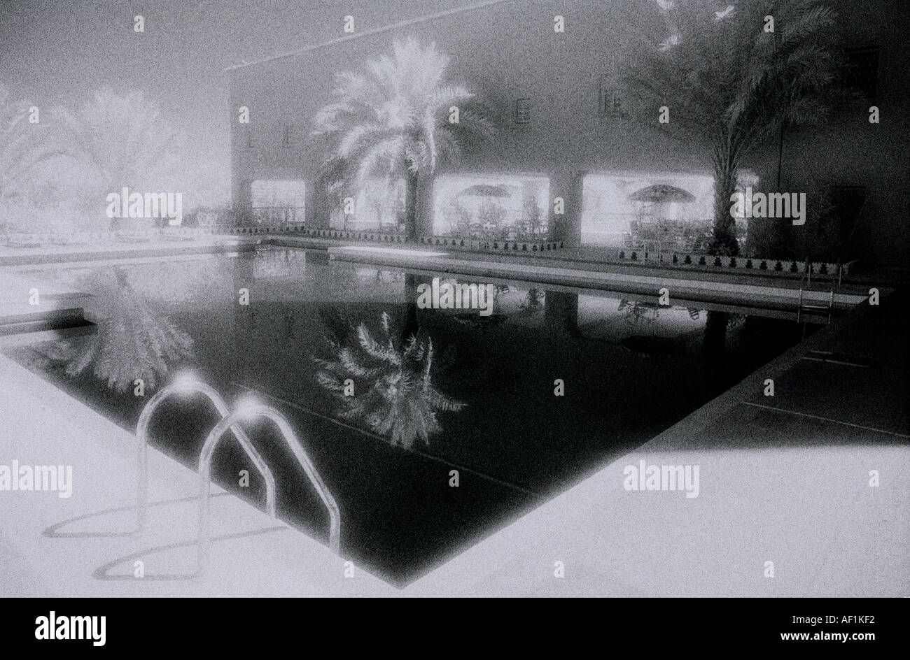 Infra red image of a swimming pool in Marrakech Marrakesh in Morocco in ...