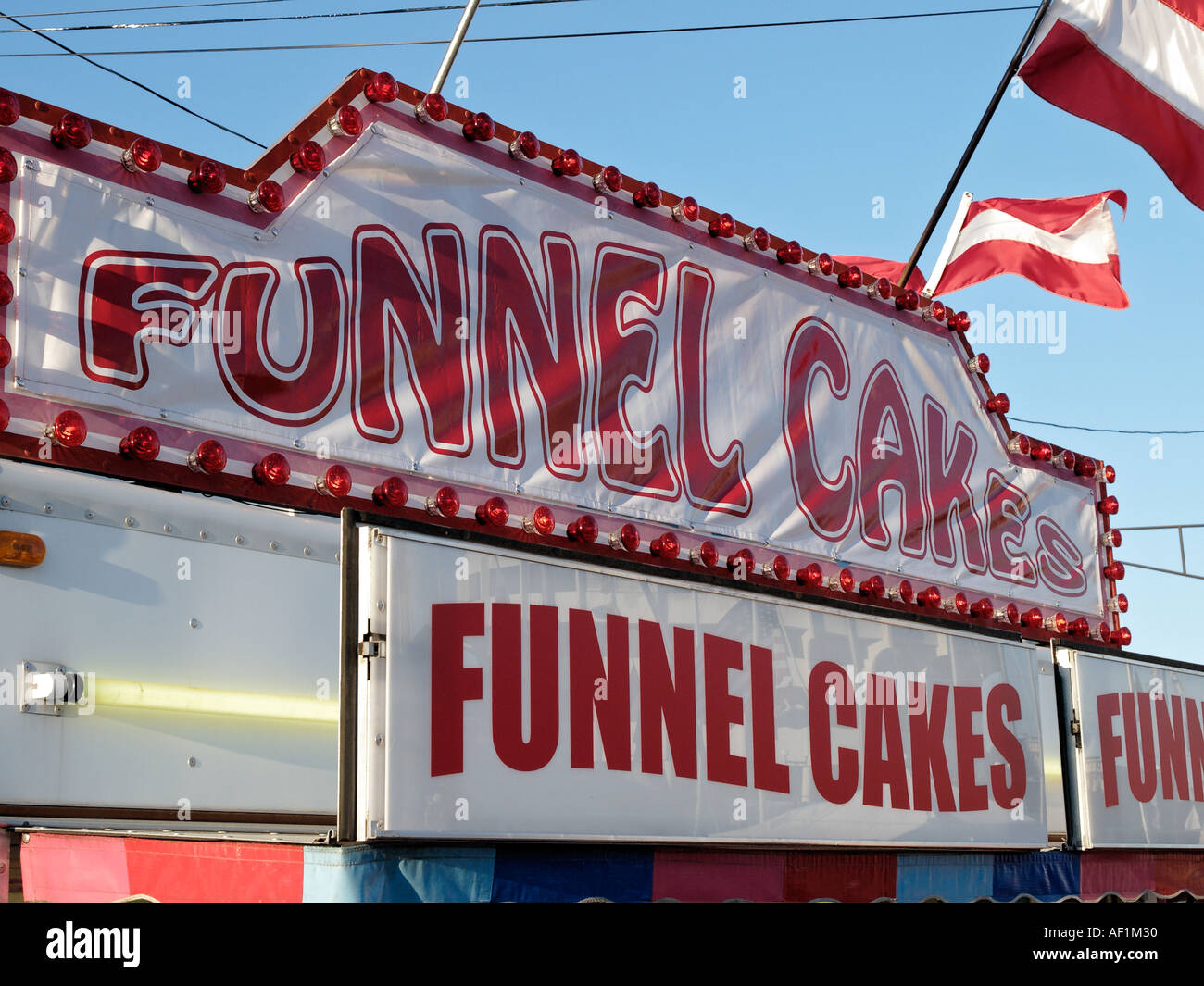 Sign advertising a street vendor s product funnel cakes Stock Photo - Alamy
