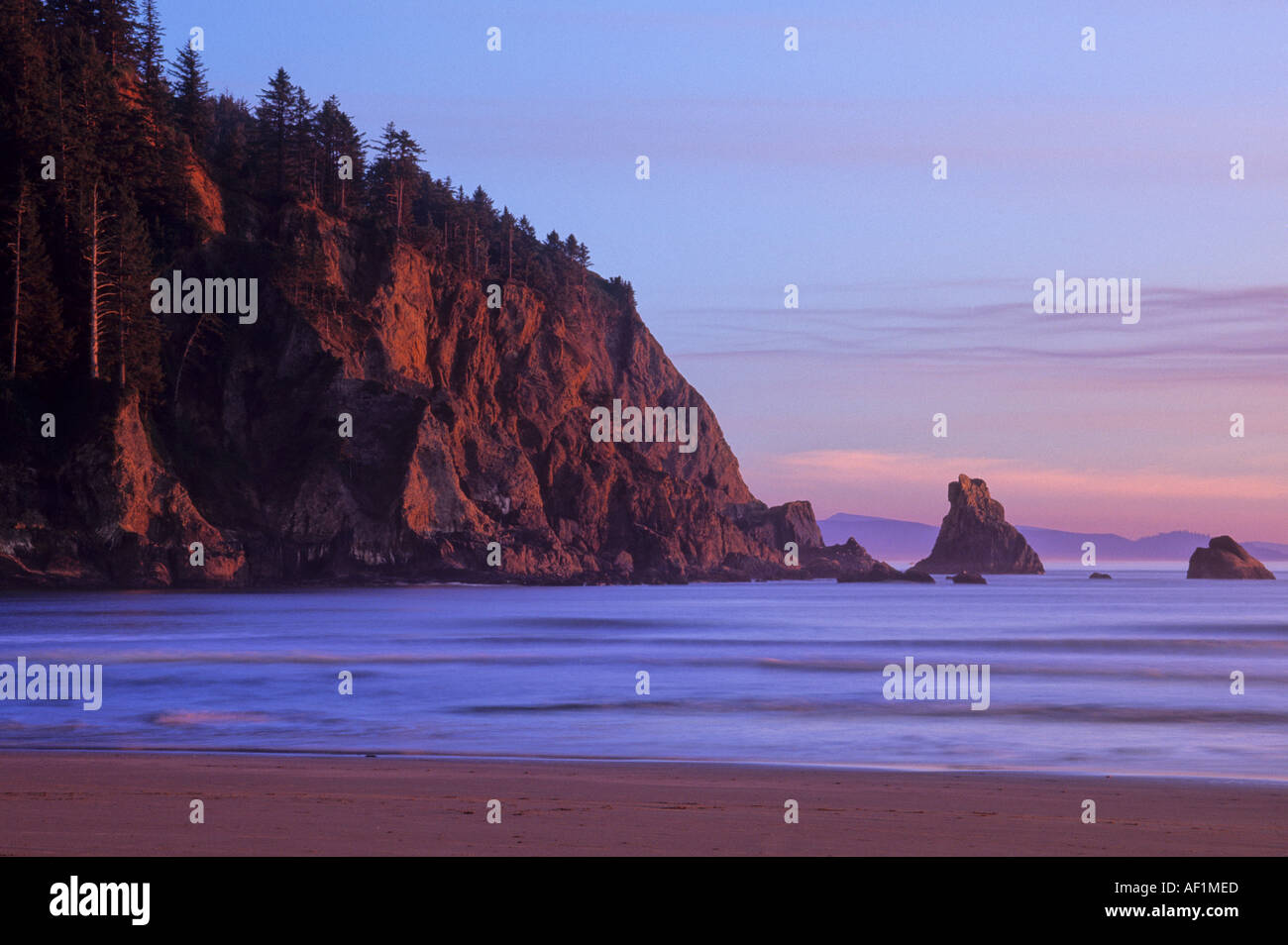 Sunset at Short Sand Beach in Oswald West State Park, Oregon, USA Stock ...