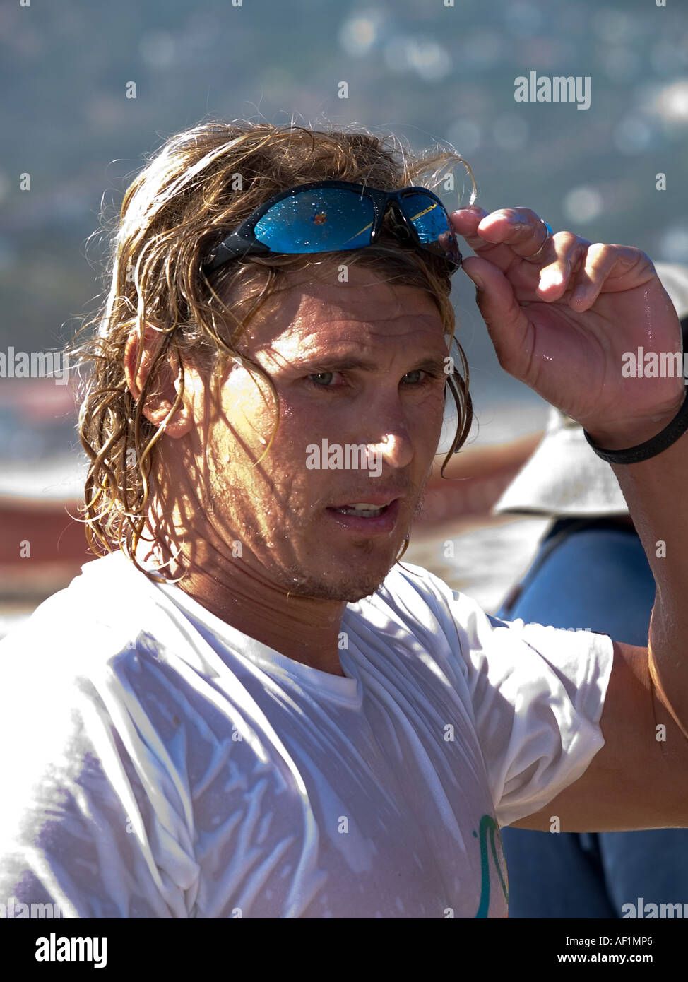 World paddle board champion, Jamie Mitchell (Australia )after winning ...