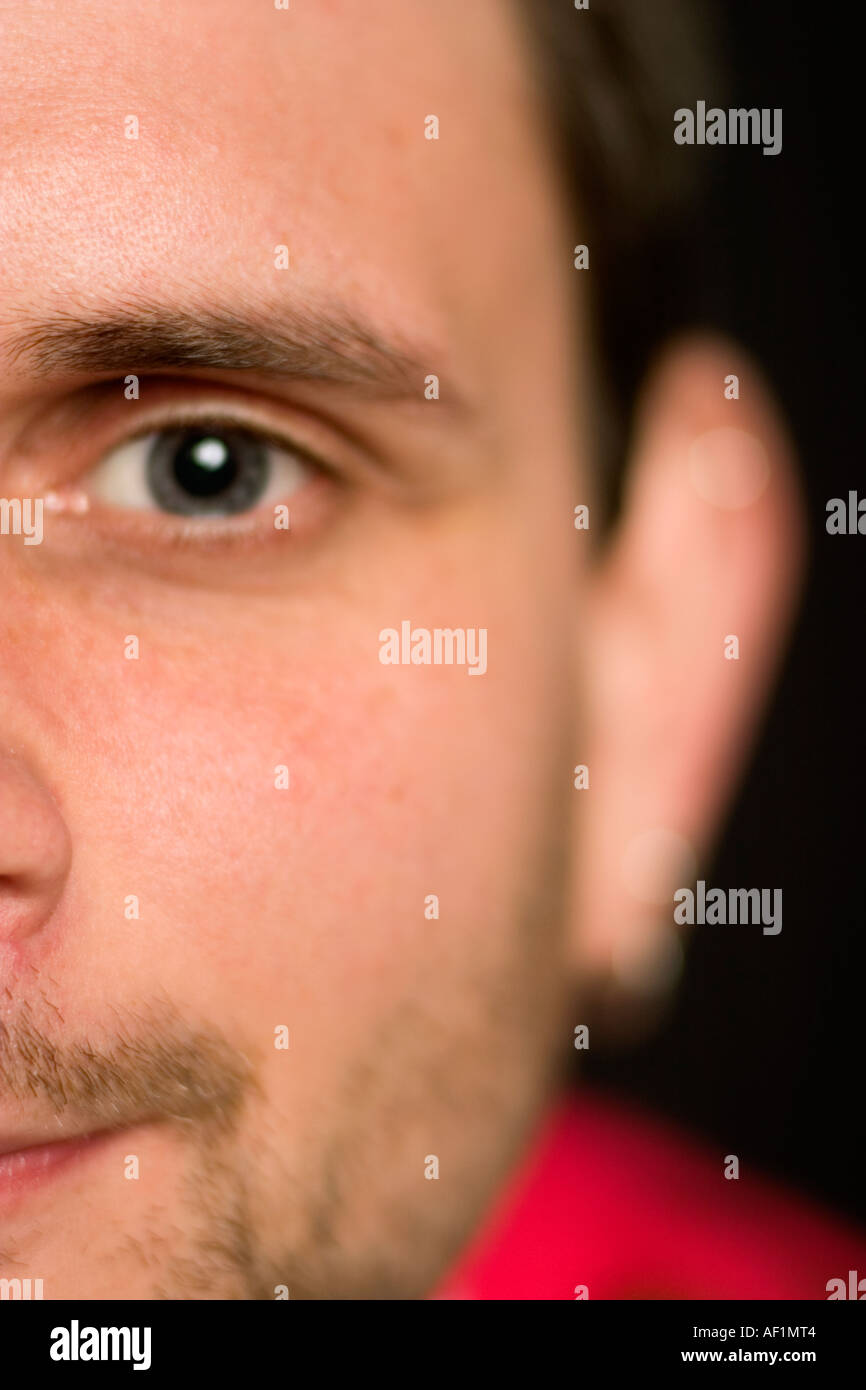 close up of the left side of a mans face Stock Photo - Alamy