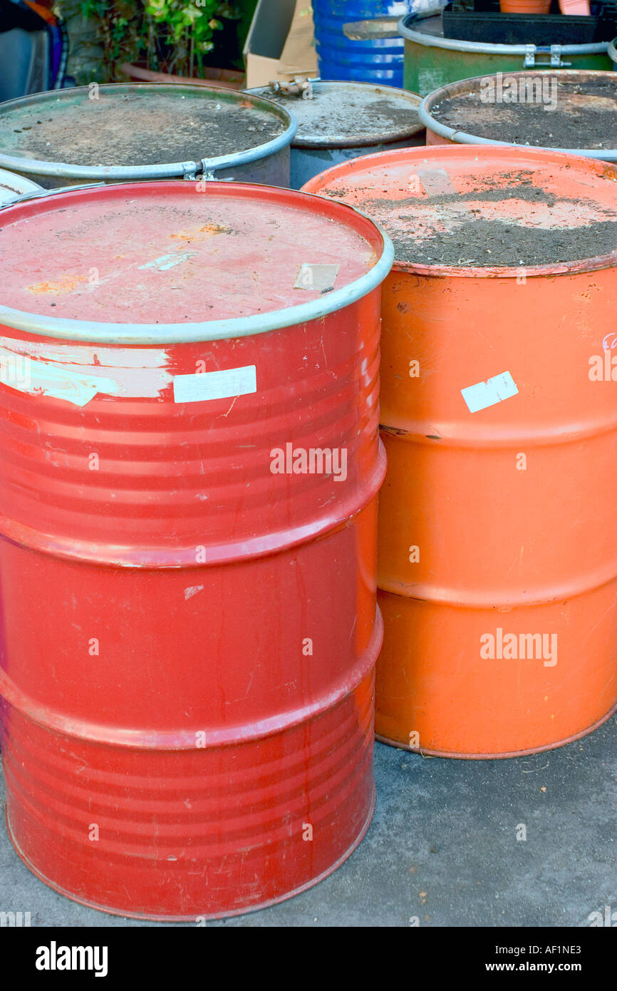 Oil Containers in the backyard of factory Stock Photo - Alamy