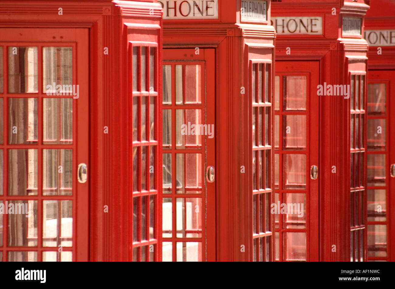 A row of red telephone boxes in Covent Garden, London Stock Photo - Alamy
