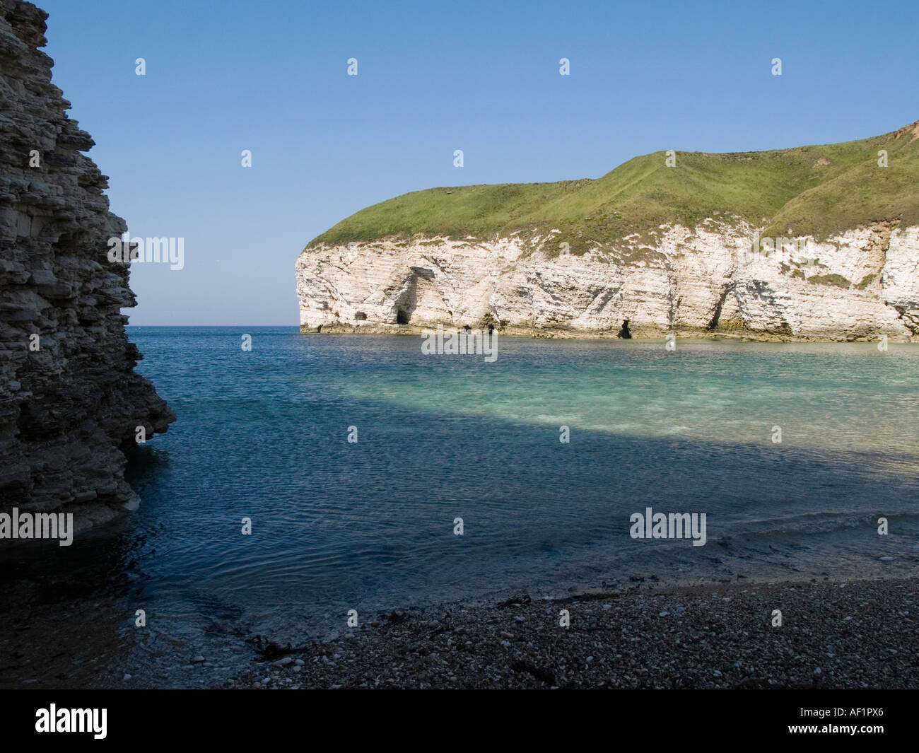 Chalk cliffs, an important sea bird nesting site at North Landing ...