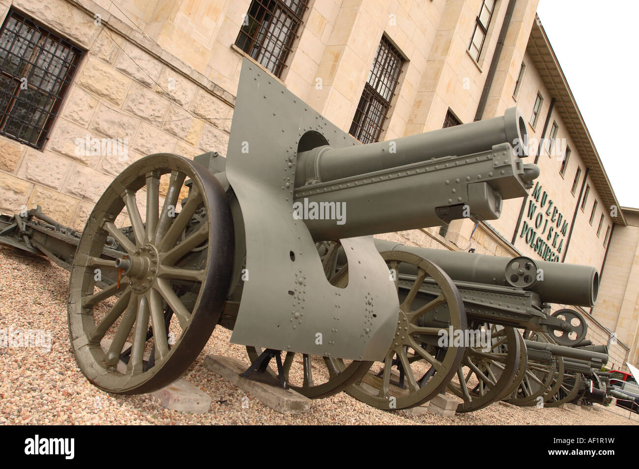 Warsaw Poland canons and army artillery guns outside the Polish Army ...