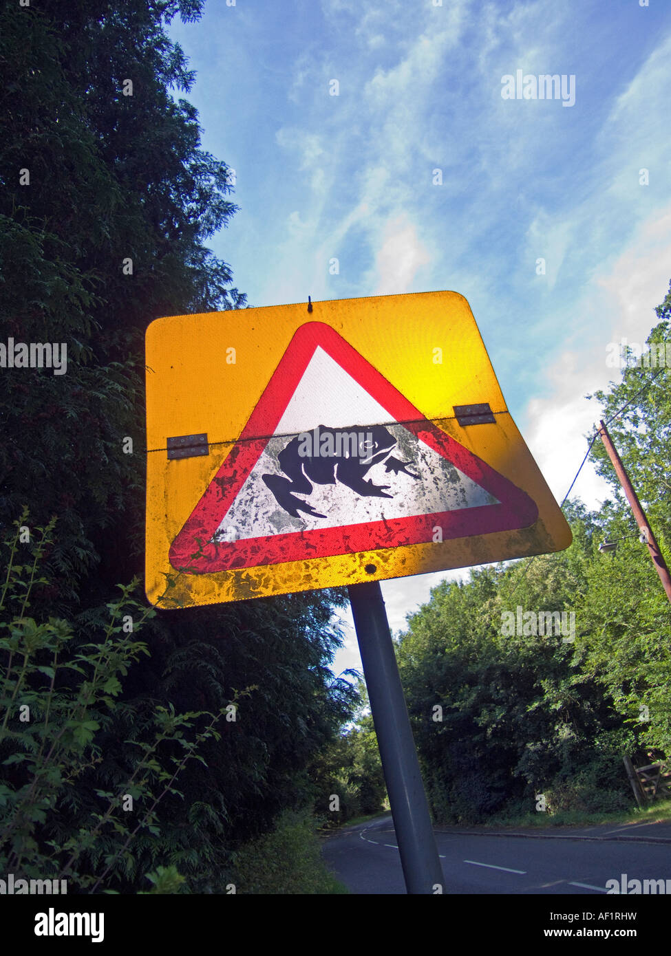 Frogs crossing warning sign Stock Photo - Alamy