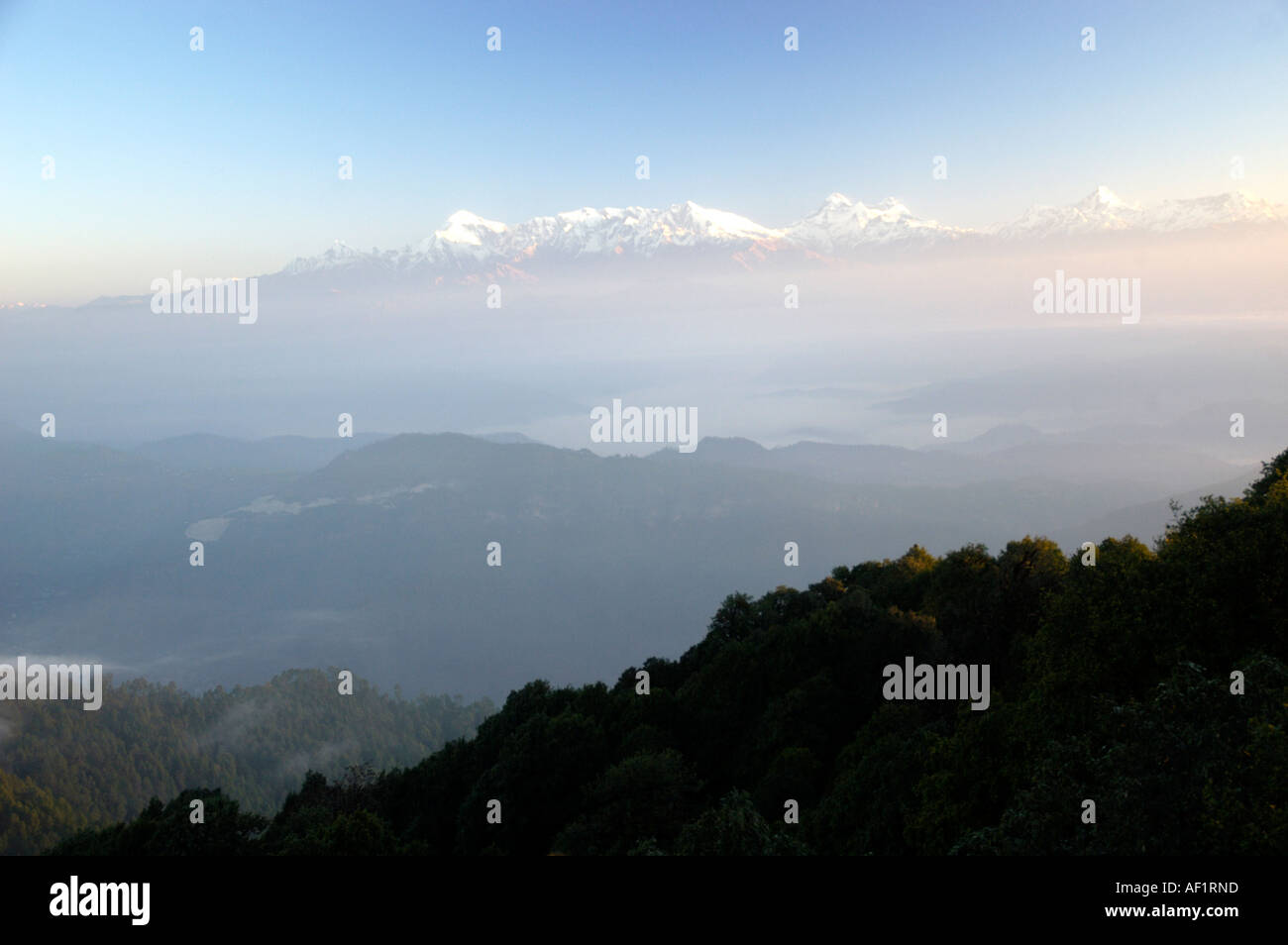 A VIEW OF THE KUMAON RANGES IN HIMALAYAS UTTARANCHAL INDIA Stock Photo ...