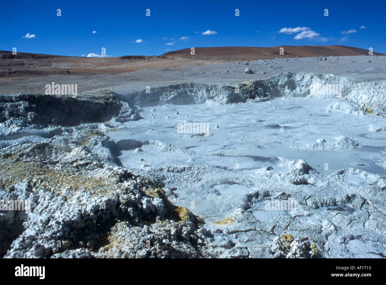 Bubbling white mud from the world's highest geyser field near the ...