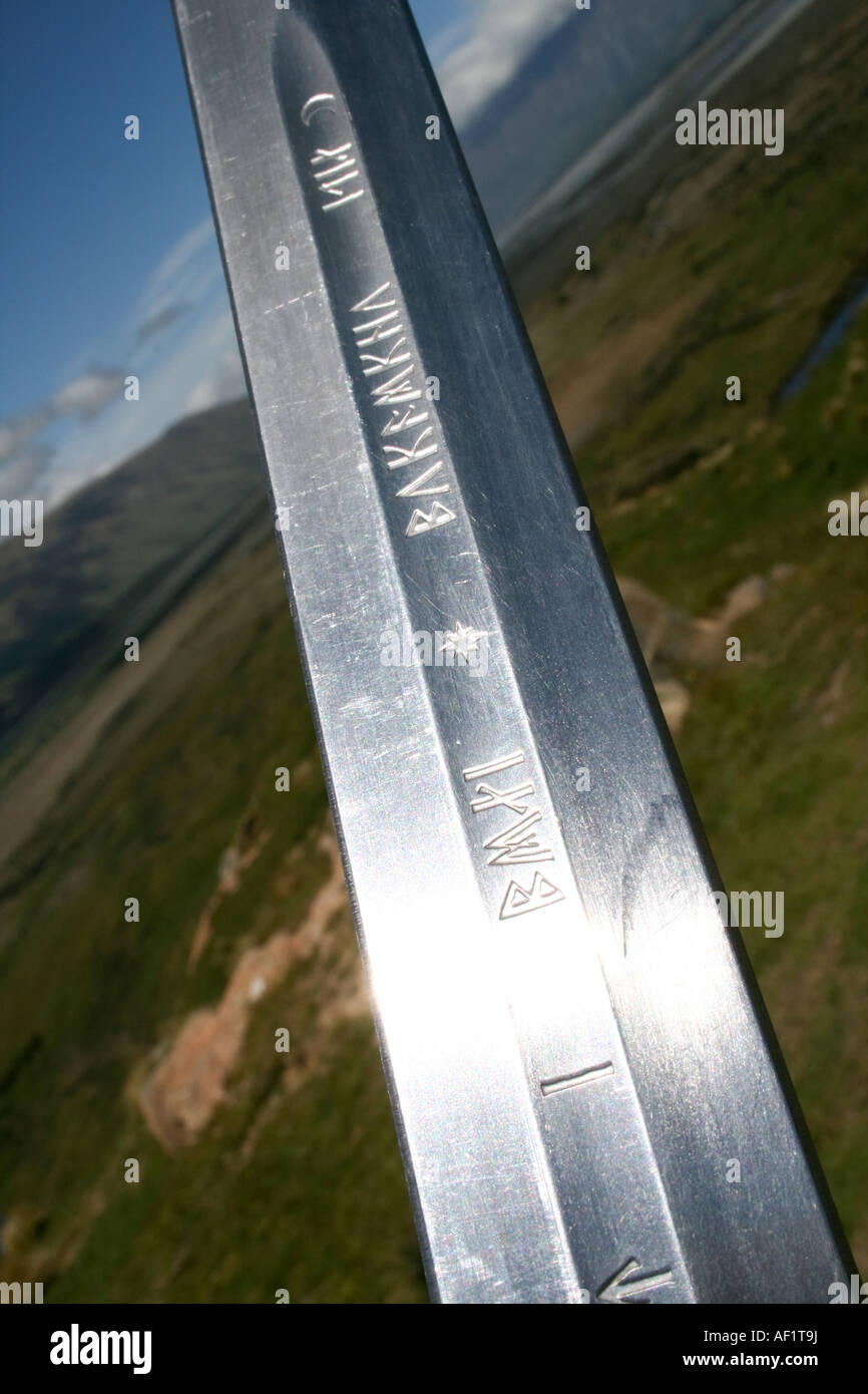 Replica sword of Andúril, wielded at the filming location of Edoras ...