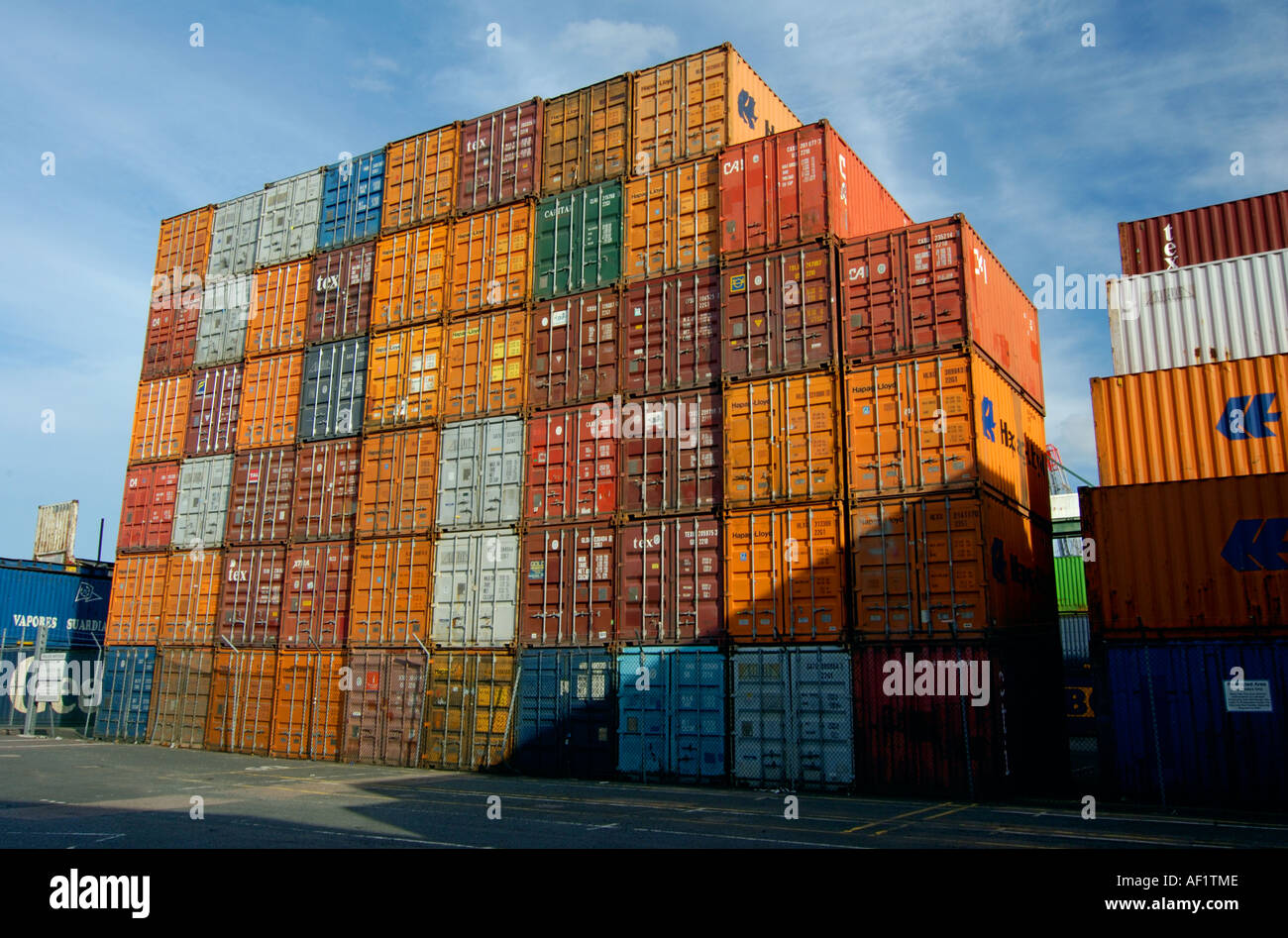 Shipping containers in port of Tilbury London Stock Photo - Alamy