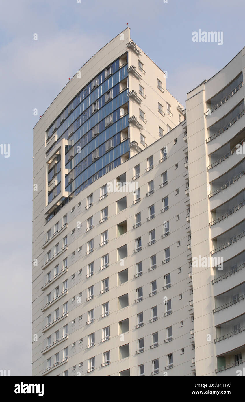 Warsaw Poland many modern newly built stylish high rise block of flats ...