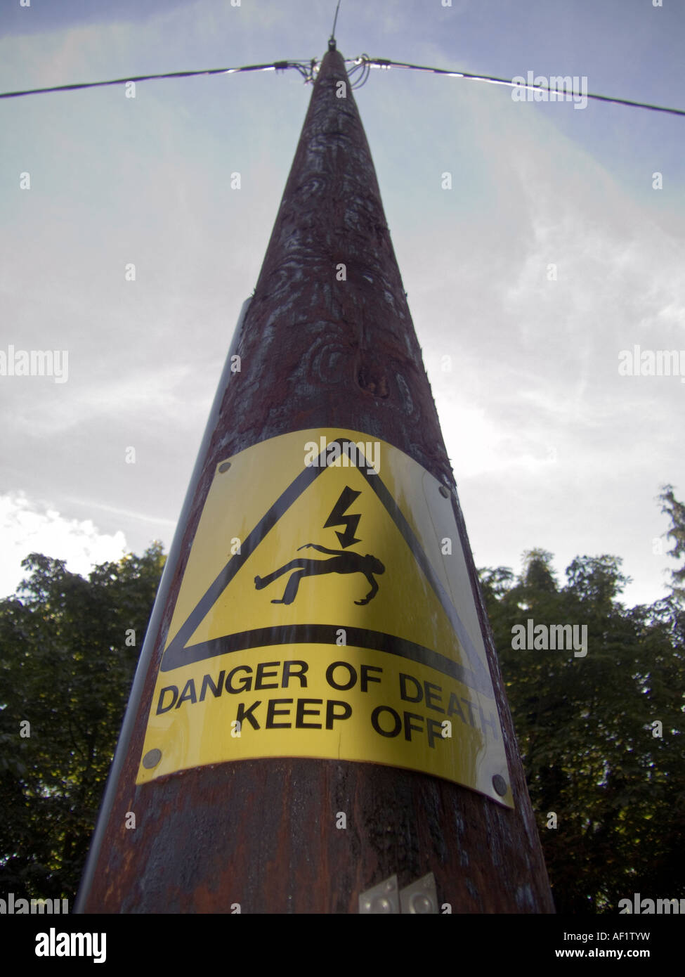 Danger of Death sign on electric post Stock Photo - Alamy