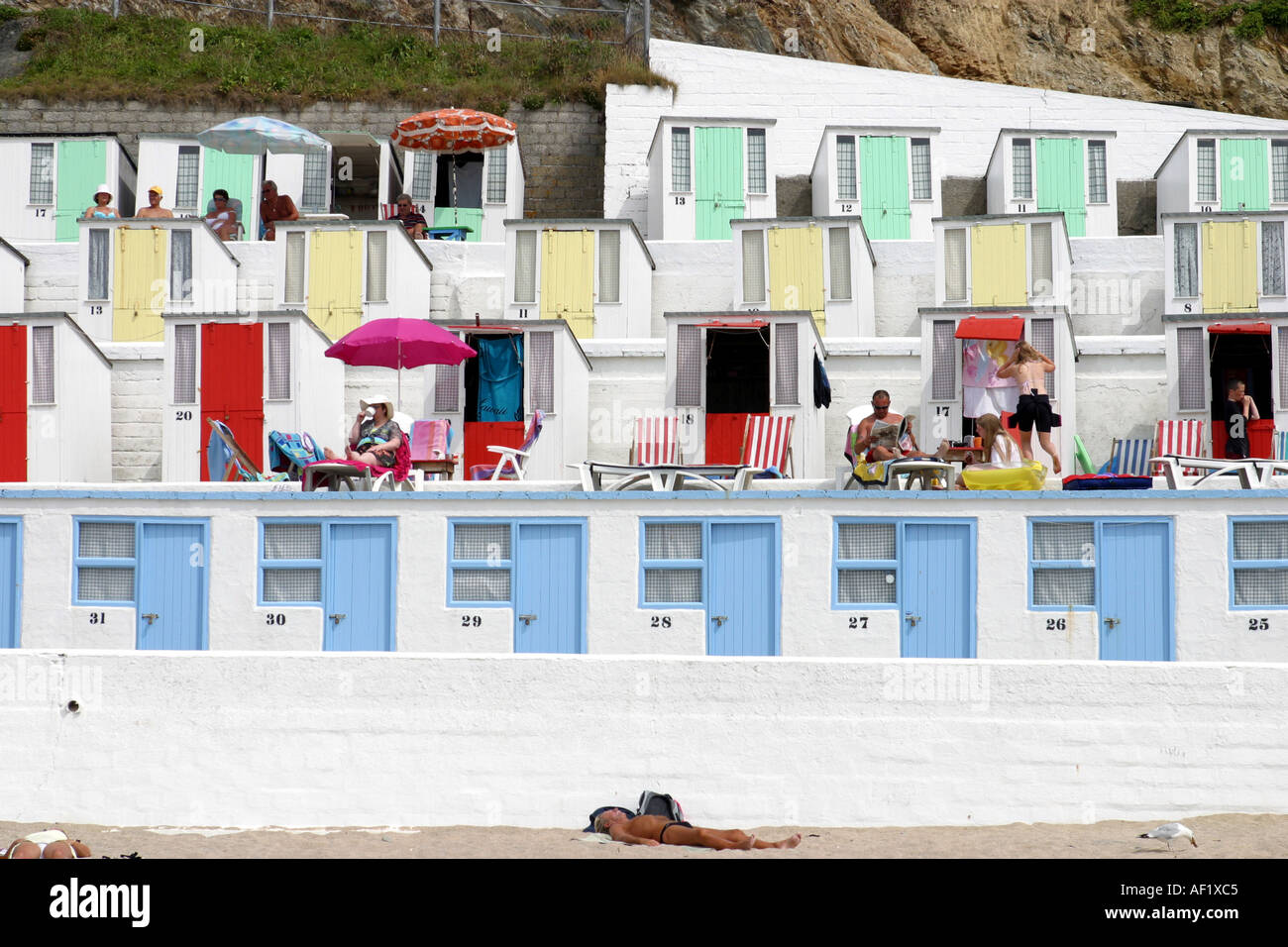 Beach huts at Tolcarne Beach Newquay Cornwall UK Stock Photo - Alamy