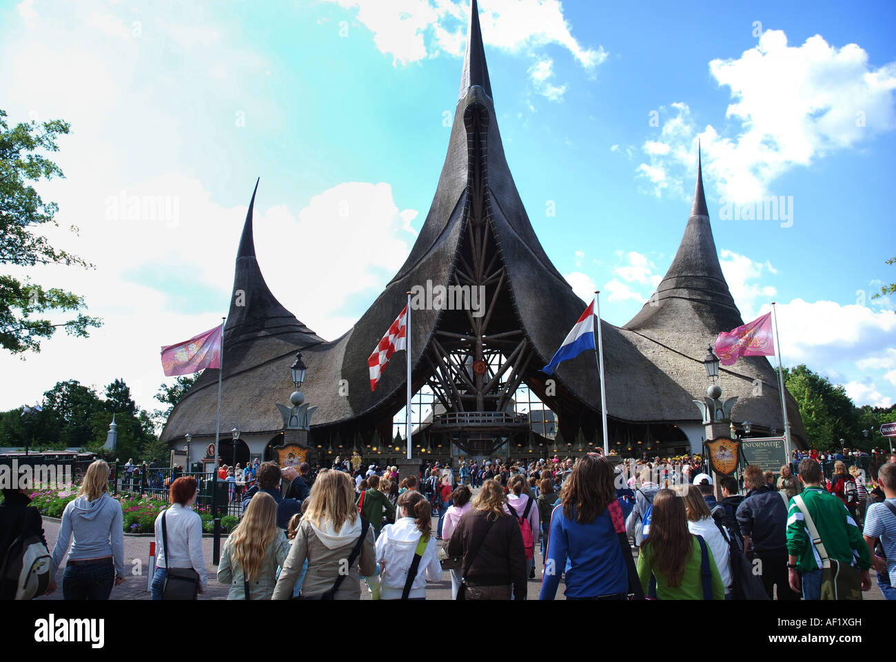 visitors waiting at entrance to Efteling Theme Park Kaatsheuvel ...
