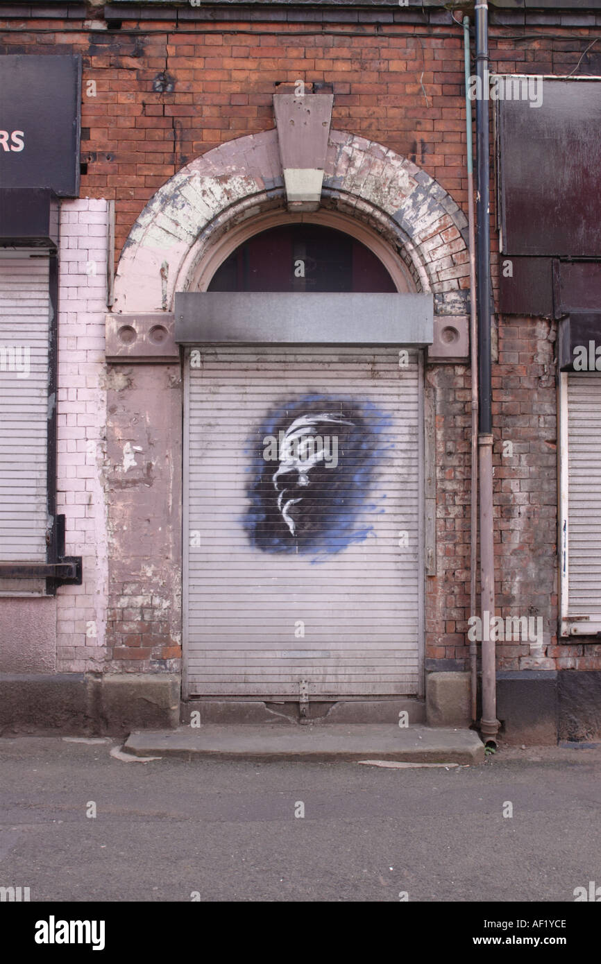 Jimi Hendrix painting on door in Northern Quarter Manchester UK Stock ...