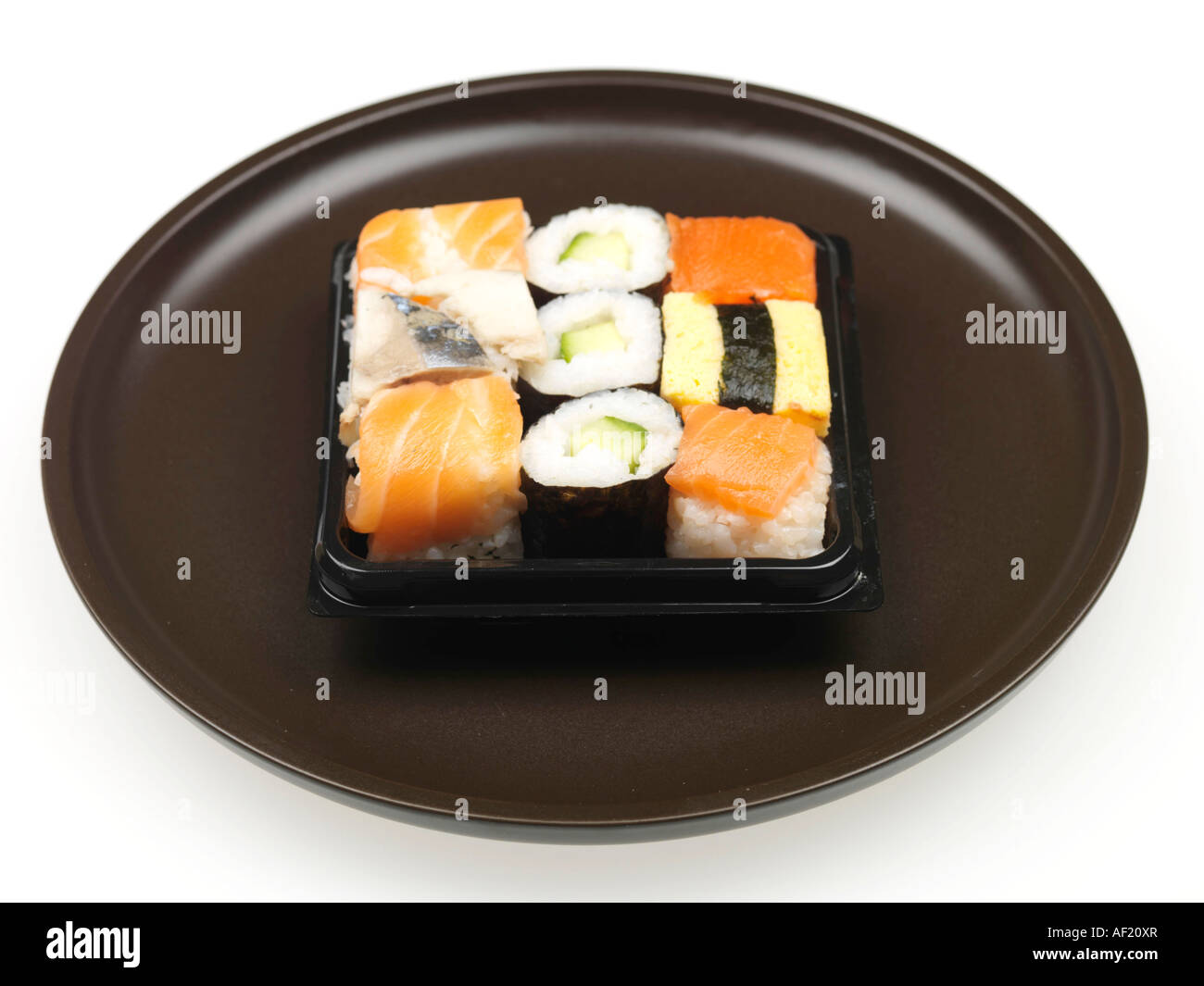 Selection Of Assorted Shop Bought Colourful Japanese Style Sushi Snacks ...