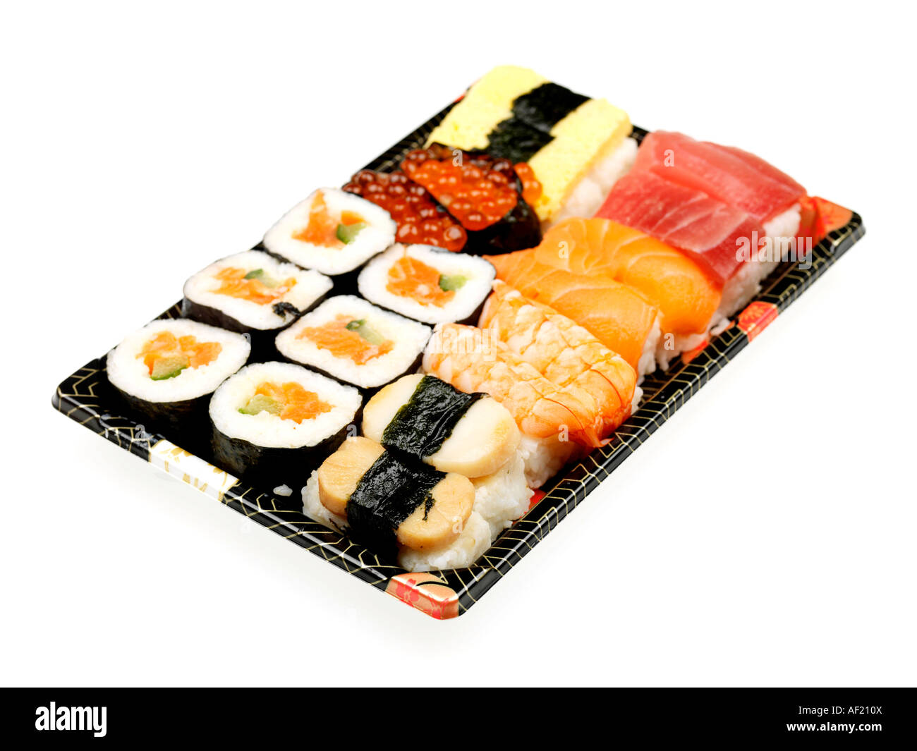 Selection Of Assorted Shop Bought Colourful Japanese Style Sushi Snacks ...